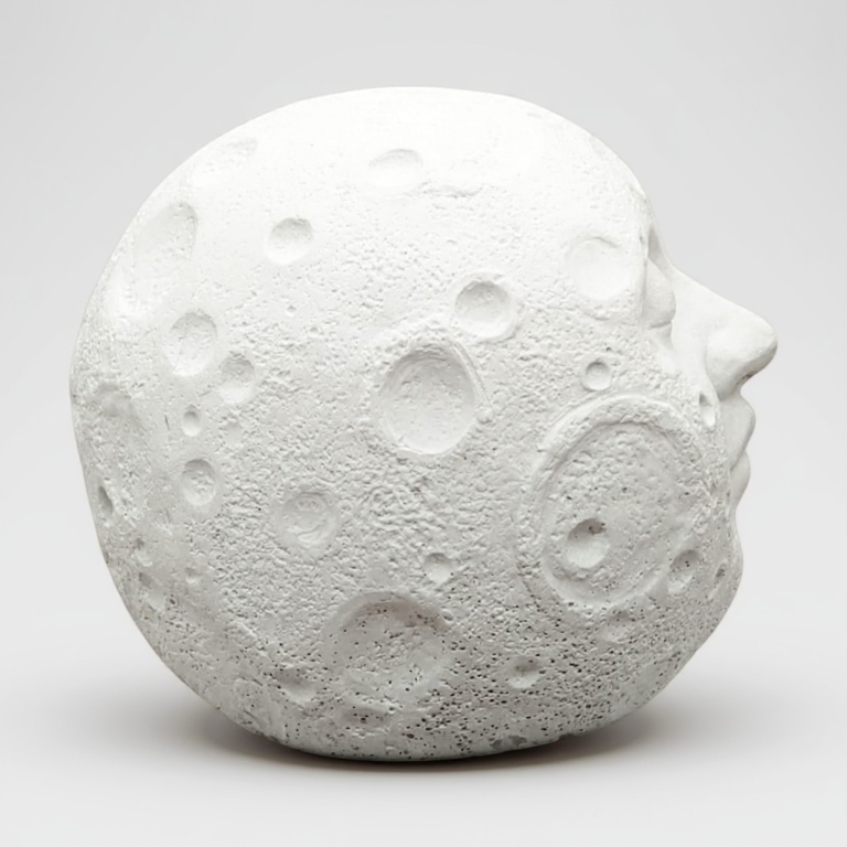 Mondgesicht aus Beton für eine mystische Atmosphäre